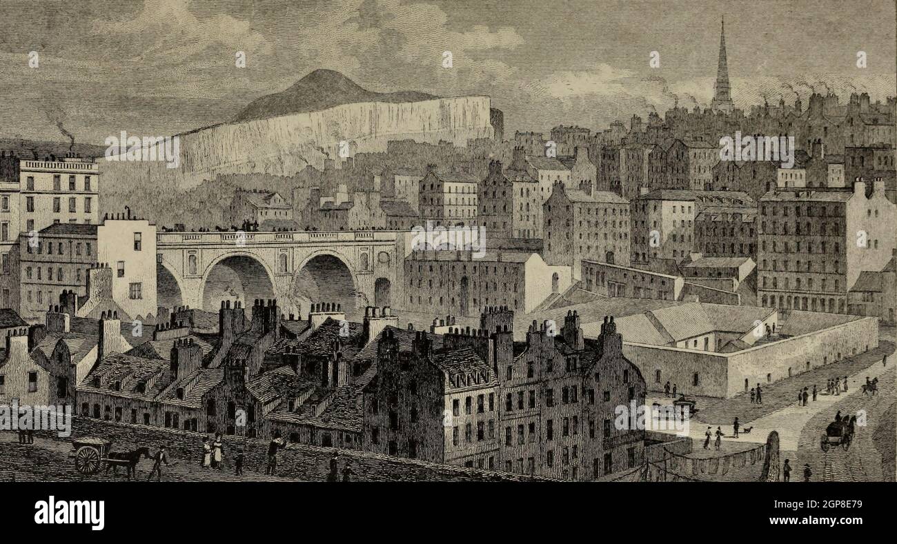 View of the Old Town, from Princes Street, Edinburgh, Scotland, 1830s ...
