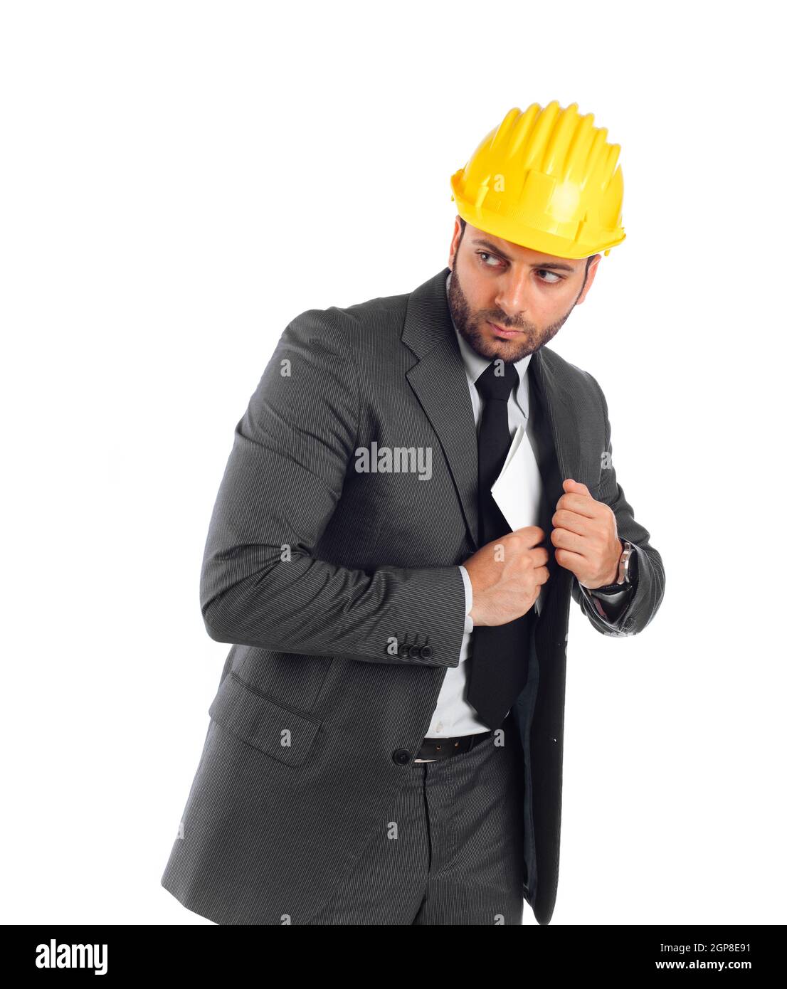 Handsome civil engineer on white background Stock Photo - Alamy