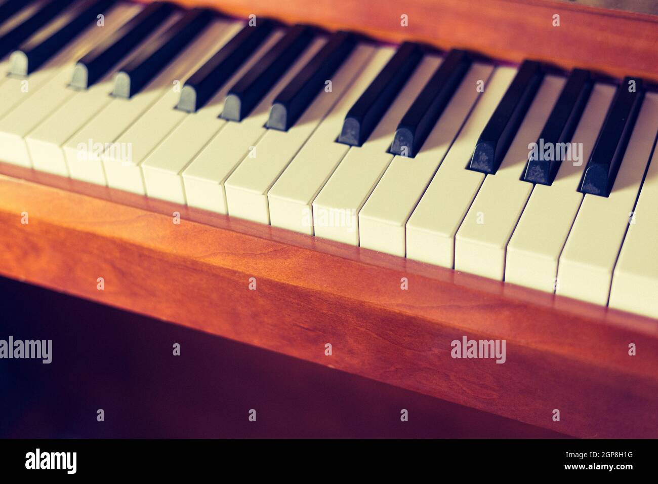 Rustic piano keys, close up picture. Classical instrument Stock Photo ...
