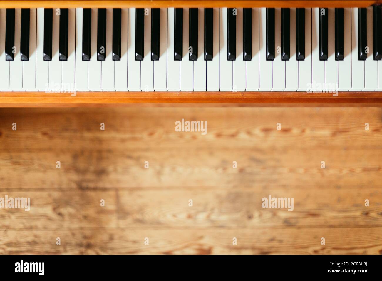 Vintage wooden piano keys with text space Stock Photo - Alamy