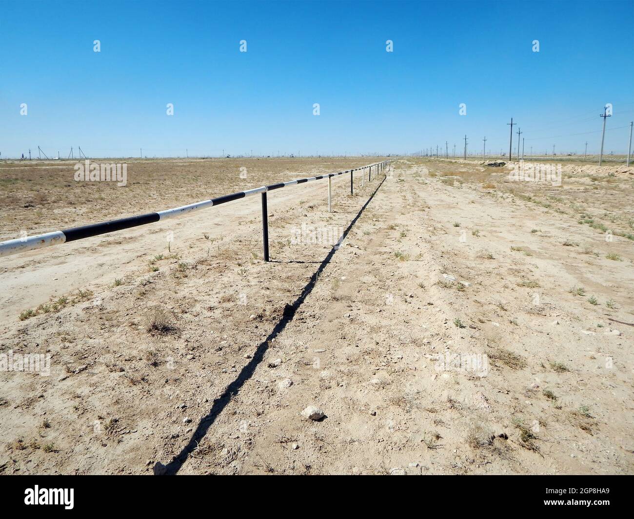 Fence of the pipe. Oil field in Kazakhstan. Mangistau region Stock ...