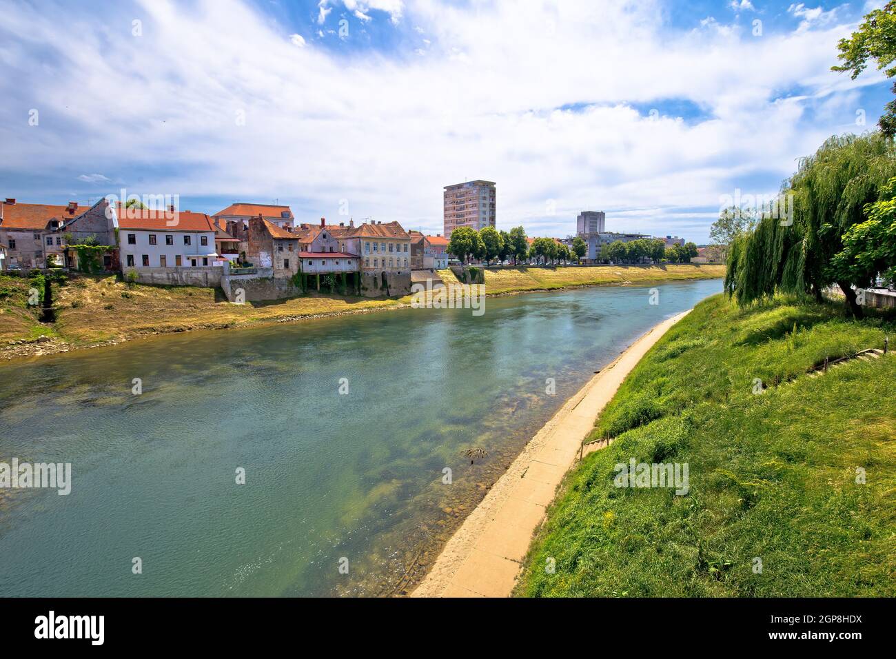 River Kupa and town of Karlovac waterfront view, central Croatia Stock ...
