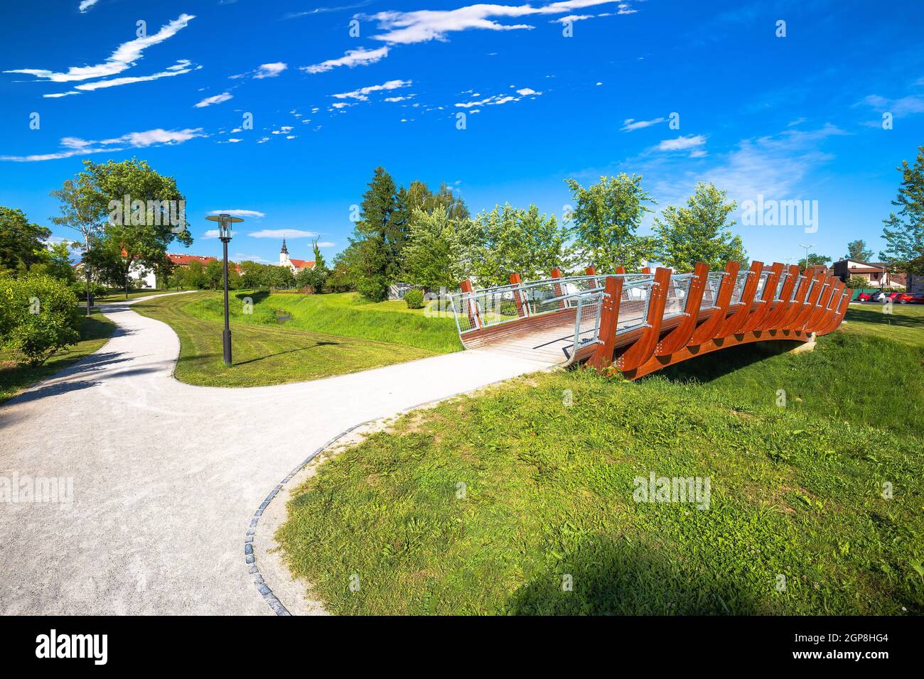 Town of Jastrebarsko park creek view, landscape of northern Croatia ...