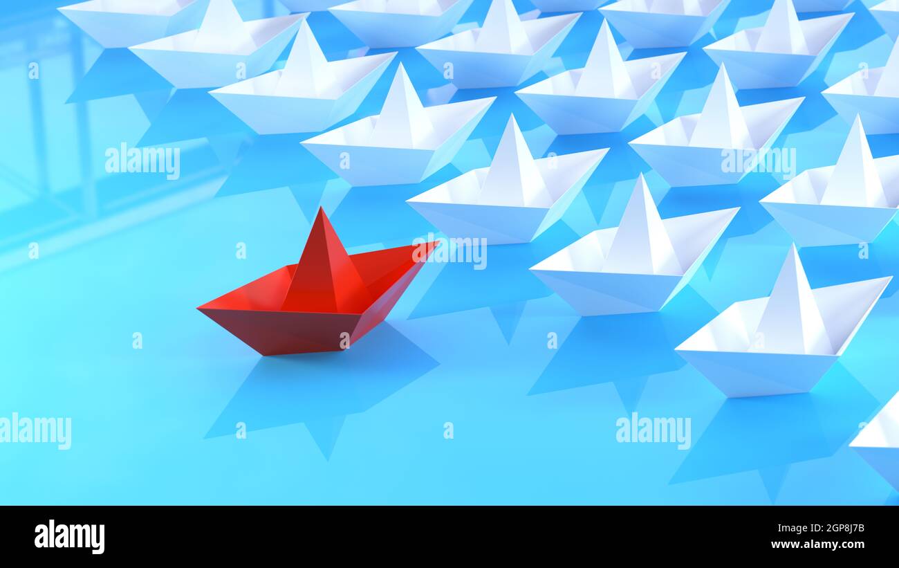 Paper ships and leadership concept Stock Photo - Alamy