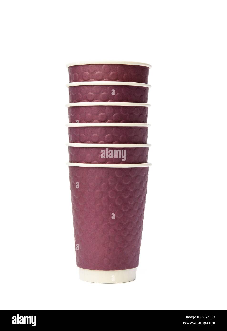 stack of disposable paper cups isolated on white background, takeaway ...