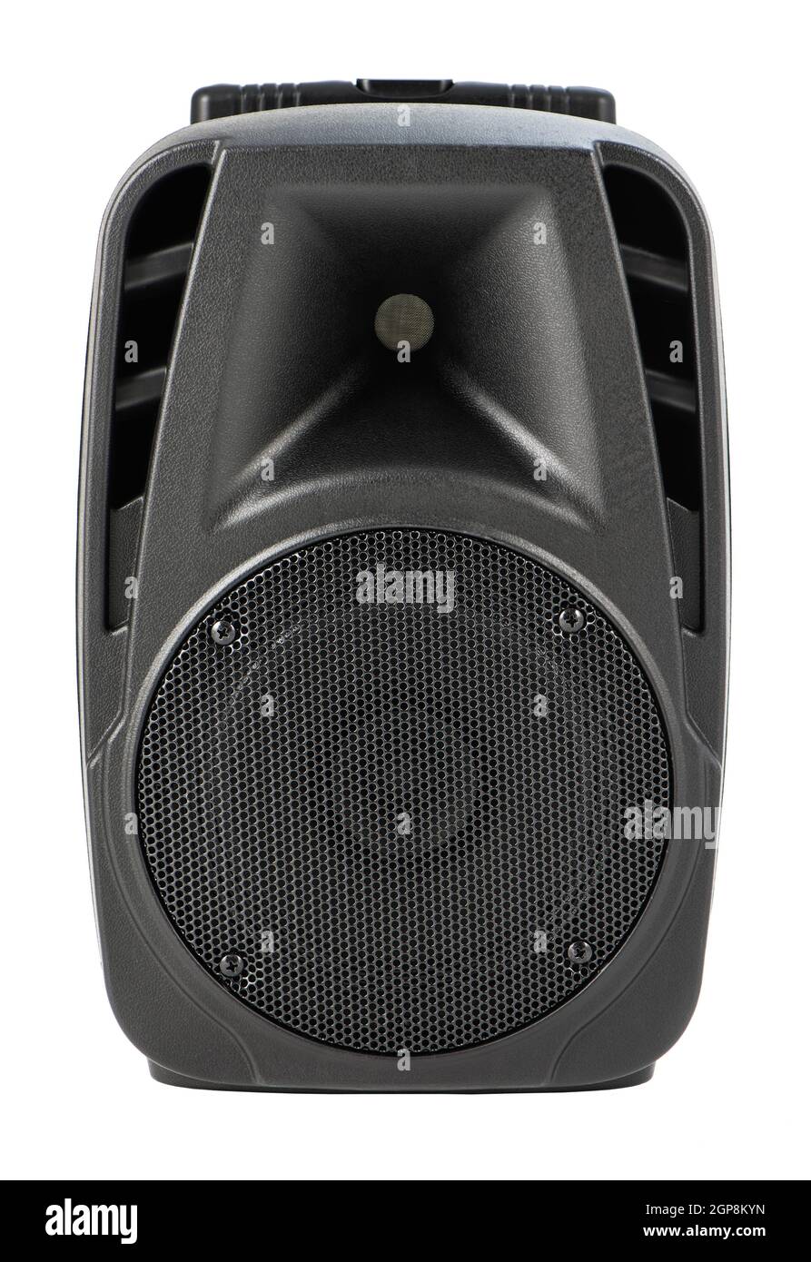 Black Audio Speaker Isolated on White Background, Front View Stock ...