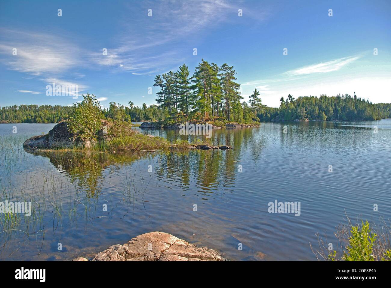 Calm and Beautiful Morning on Saganagons Lake in Quetico Provincial ...