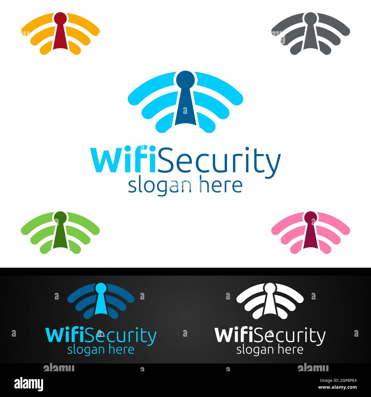 Wifi Security Logo for Network, Internet , monitoring, and alarm Stock ...