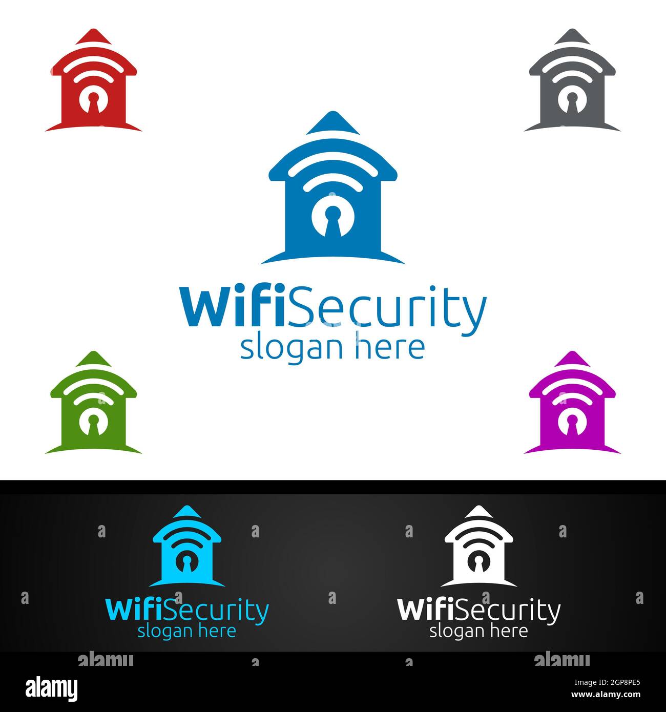 Wifi Security Logo for Network, Internet , monitoring, and alarm Stock ...