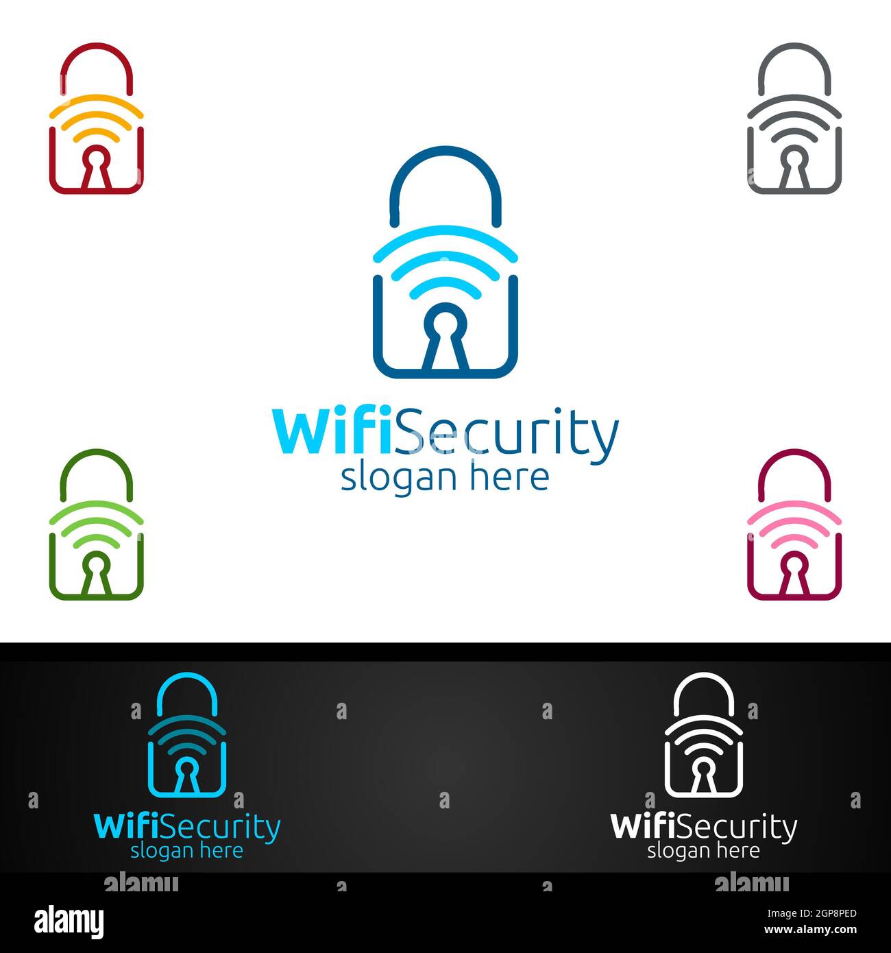 Wifi Security Logo for Network, Internet , monitoring, and alarm Stock Photo - Alamy