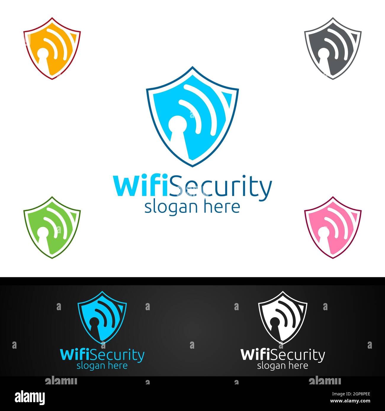 Wifi Security Logo for Network, Internet , monitoring, and alarm Stock ...