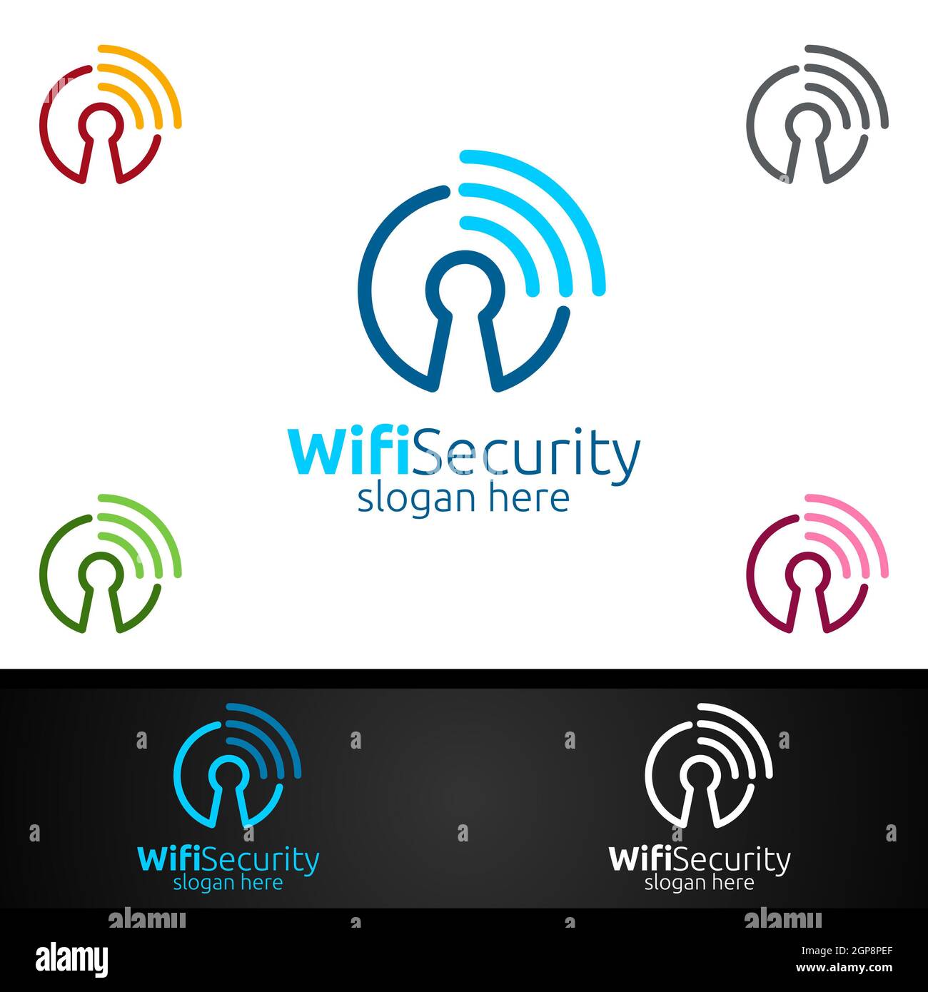 Wifi Security Logo for Network, Internet , monitoring, and alarm Stock ...