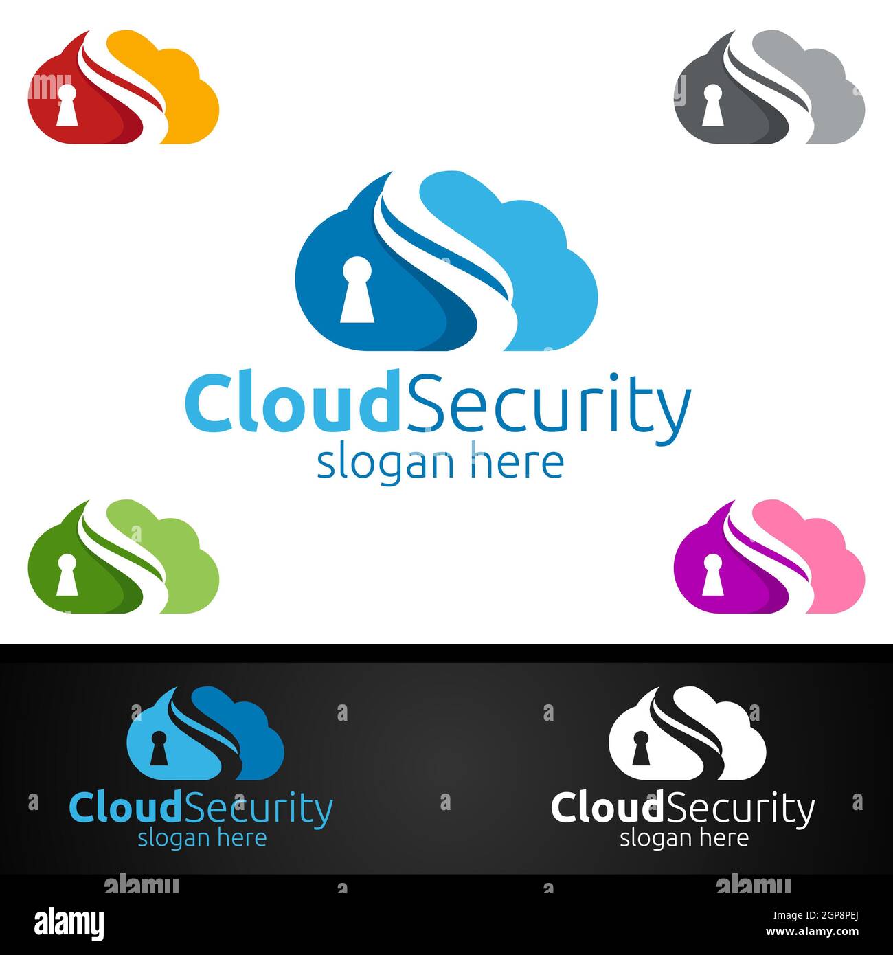 Digital Cloud Security Logo for Network, Internet , Hosting or Backup Server Concept Stock Photo ...
