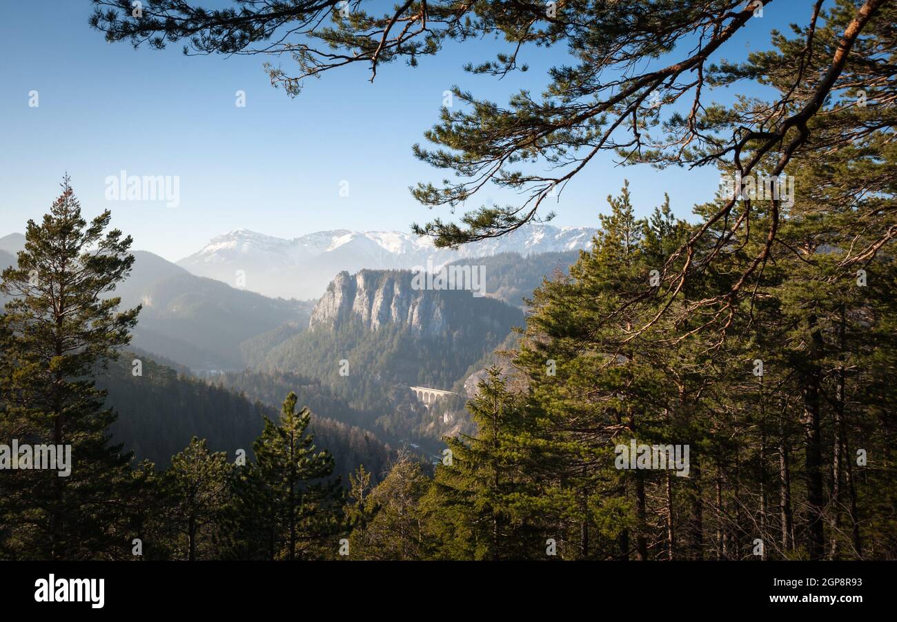 Historic view of the semmering railway built by carl ghega with rax ...