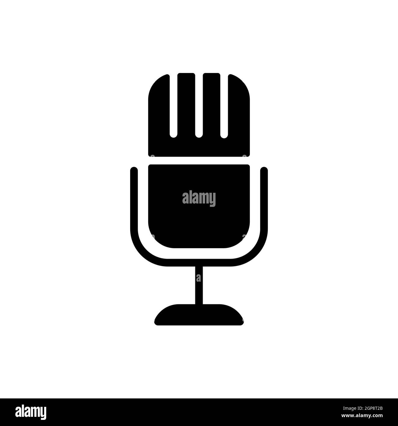 Retro microphone vector flat glyph icon. Graph symbol for music and ...