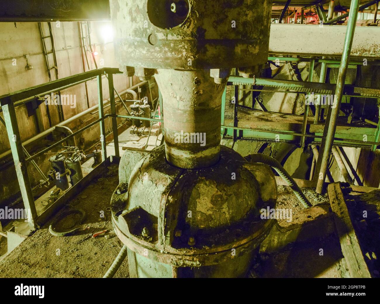 Basement of a water pumping station. The connection point of the rotor ...