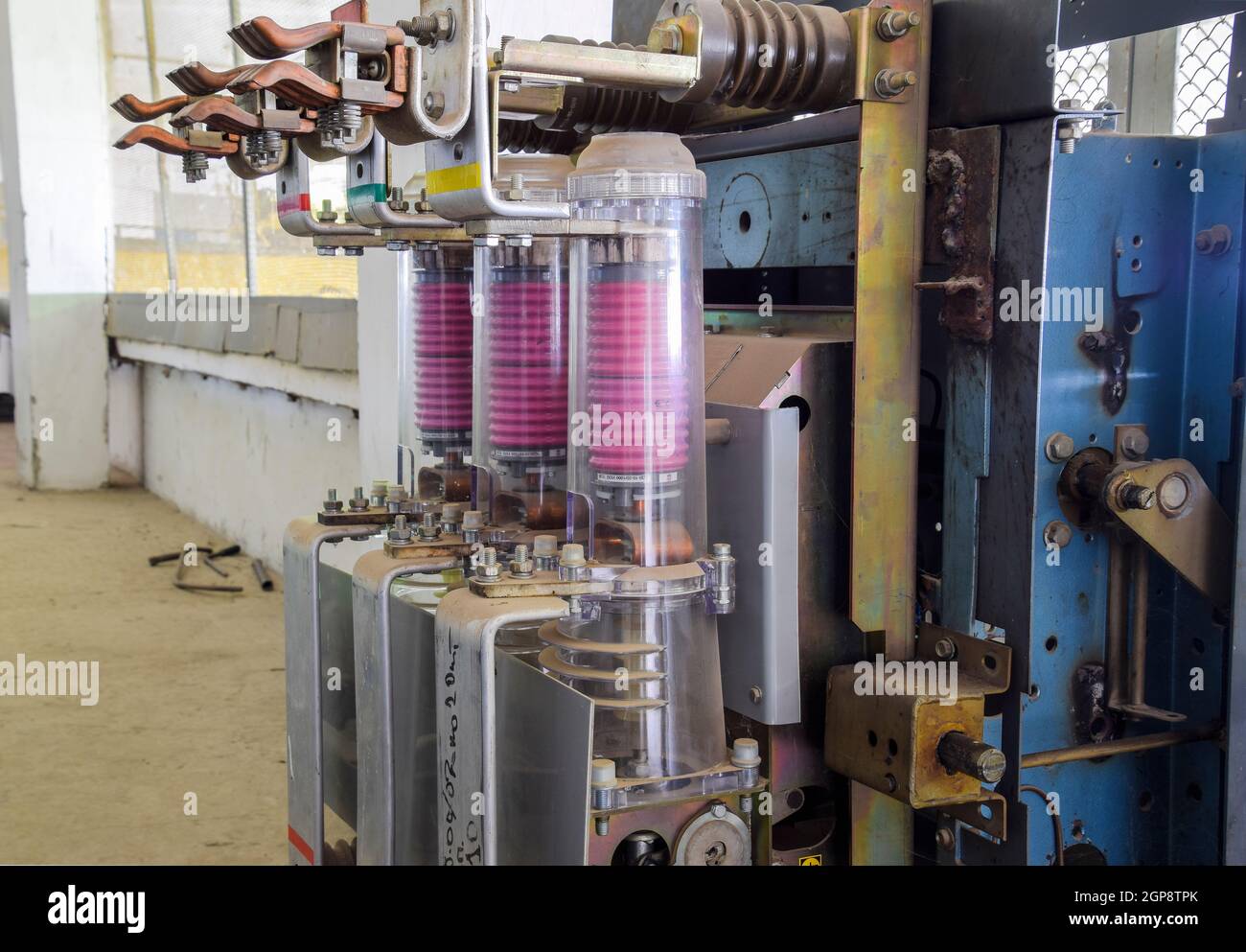 Vacuum high voltage switch. Electrical equipment of the pumping station ...