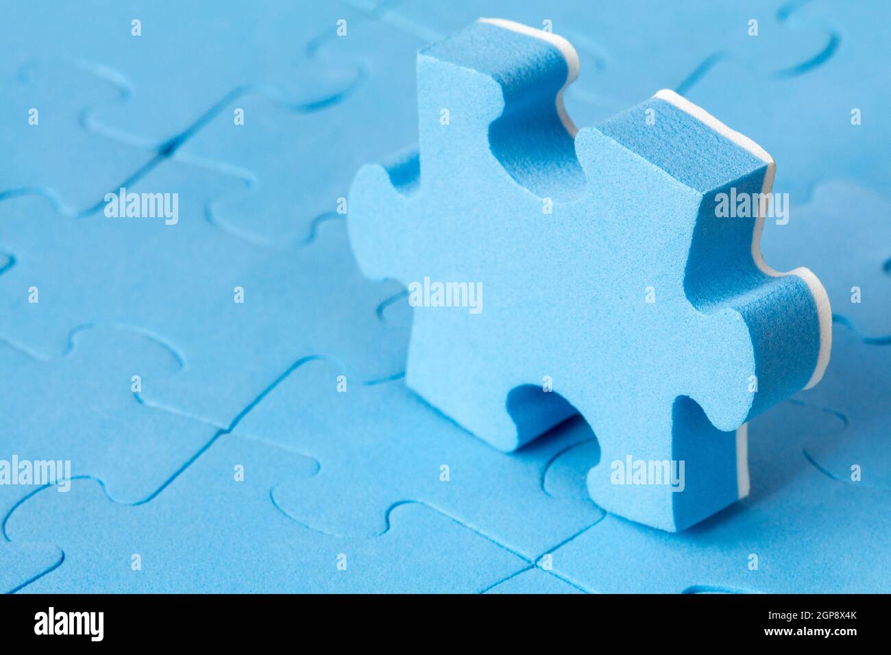 Blue jigsaw puzzle. Business connection, success and strategy concept ...