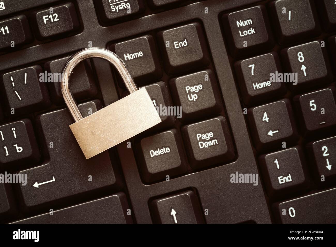 Security lock on black computer keyboard - computer security concept ...