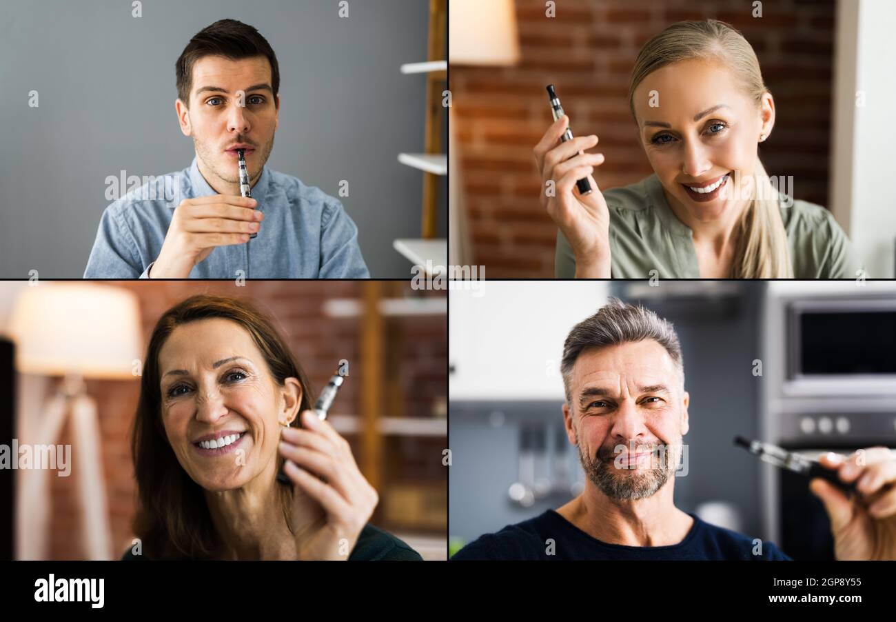 E Cigarette Vaping Smoking Video Conference Call Stock Photo - Alamy