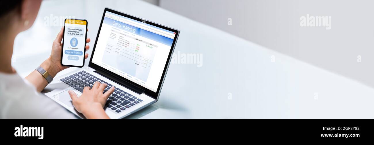 Online Two Factor Authentication For Transfer Bank Transfer Stock Photo ...