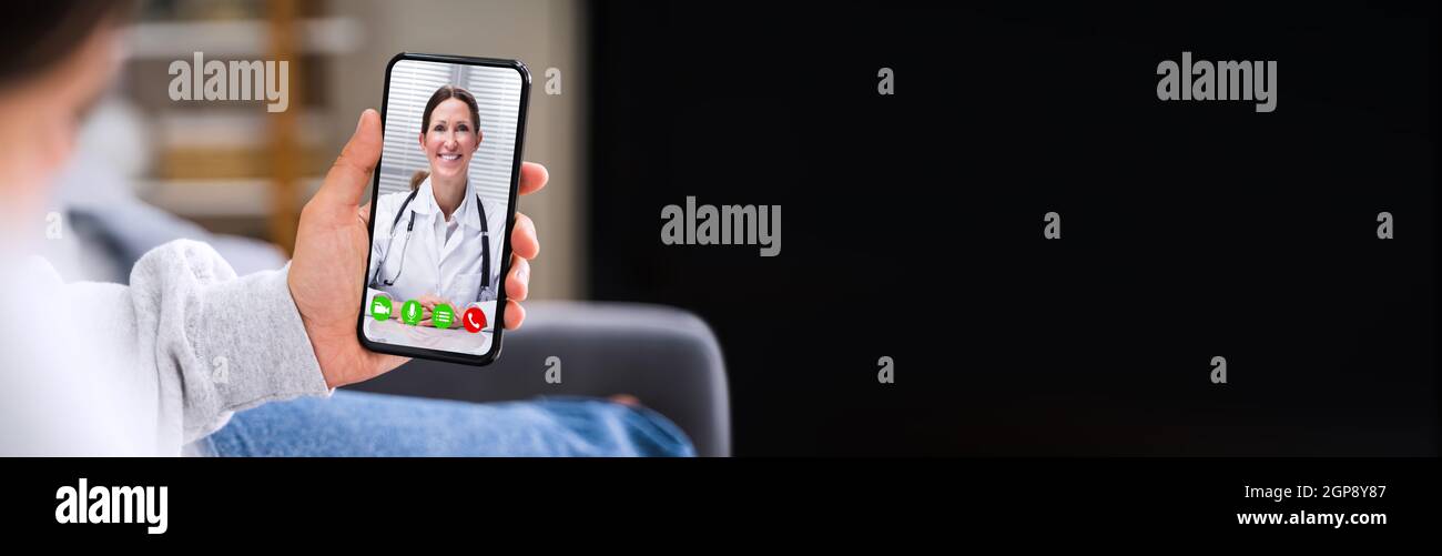 Telemedicine Video Call To Doctor On Smartphone Stock Photo - Alamy