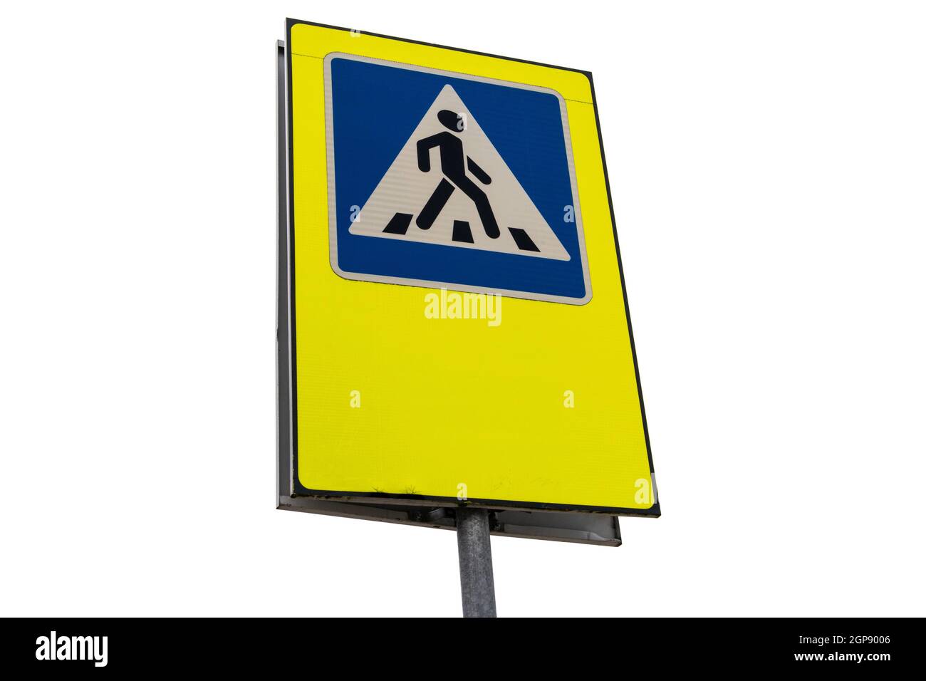 Traffic sign pedestrian crossing. Crosswalk sign isolated on white ...
