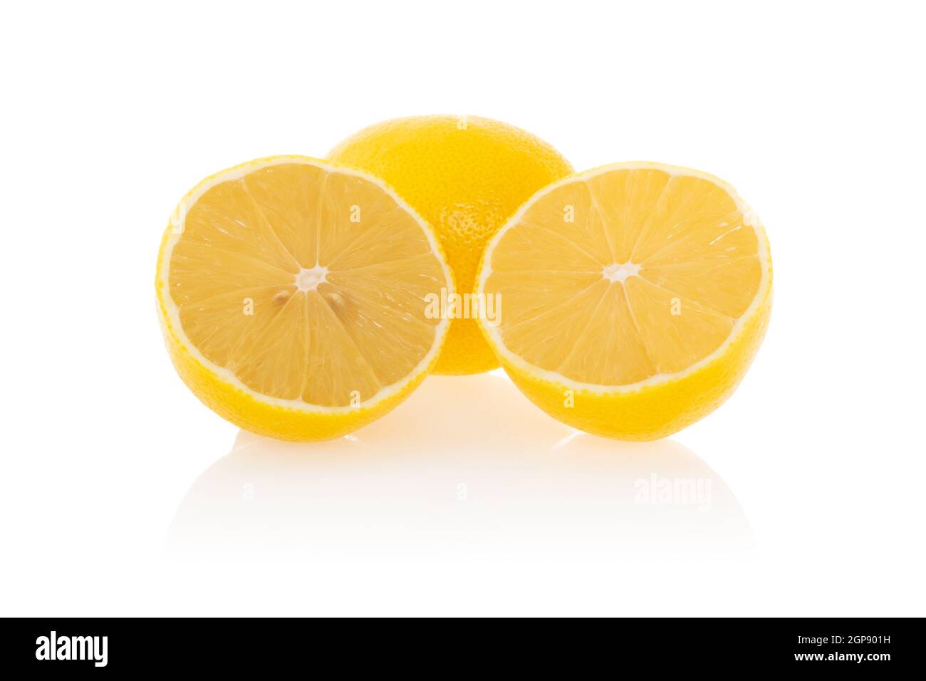 Fresh lemon with half isolated on white background Stock Photo - Alamy
