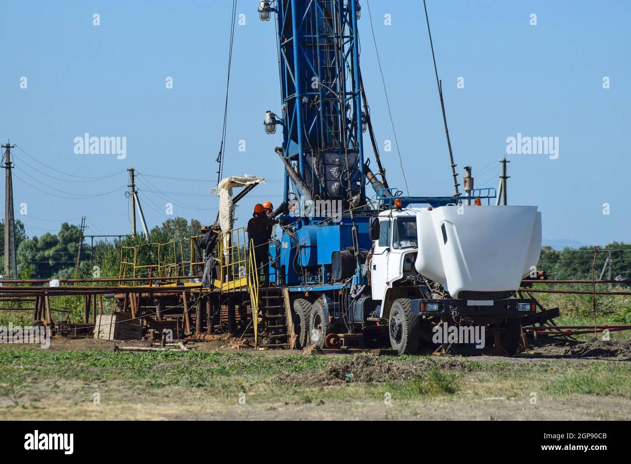 Carrying out repair of an oil well. Equipment of oil fields Stock Photo ...