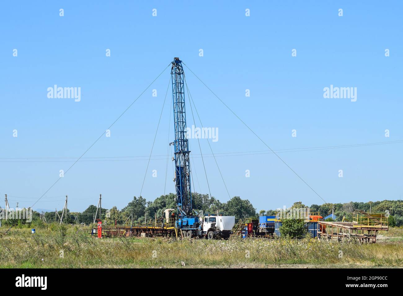 Carrying out repair of an oil well. Equipment of oil fields Stock Photo ...
