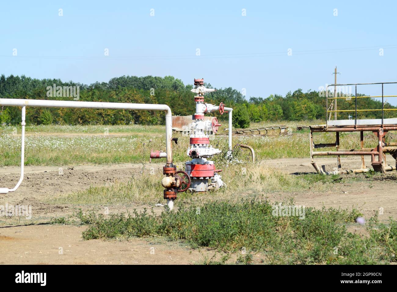 Well for oil and gas production. Oil well wellhead equipment. Oil ...