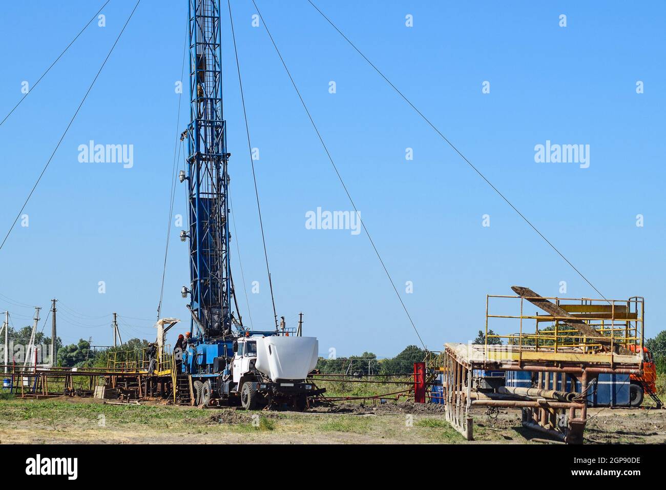 Carrying out repair of an oil well. Equipment of oil fields Stock Photo ...