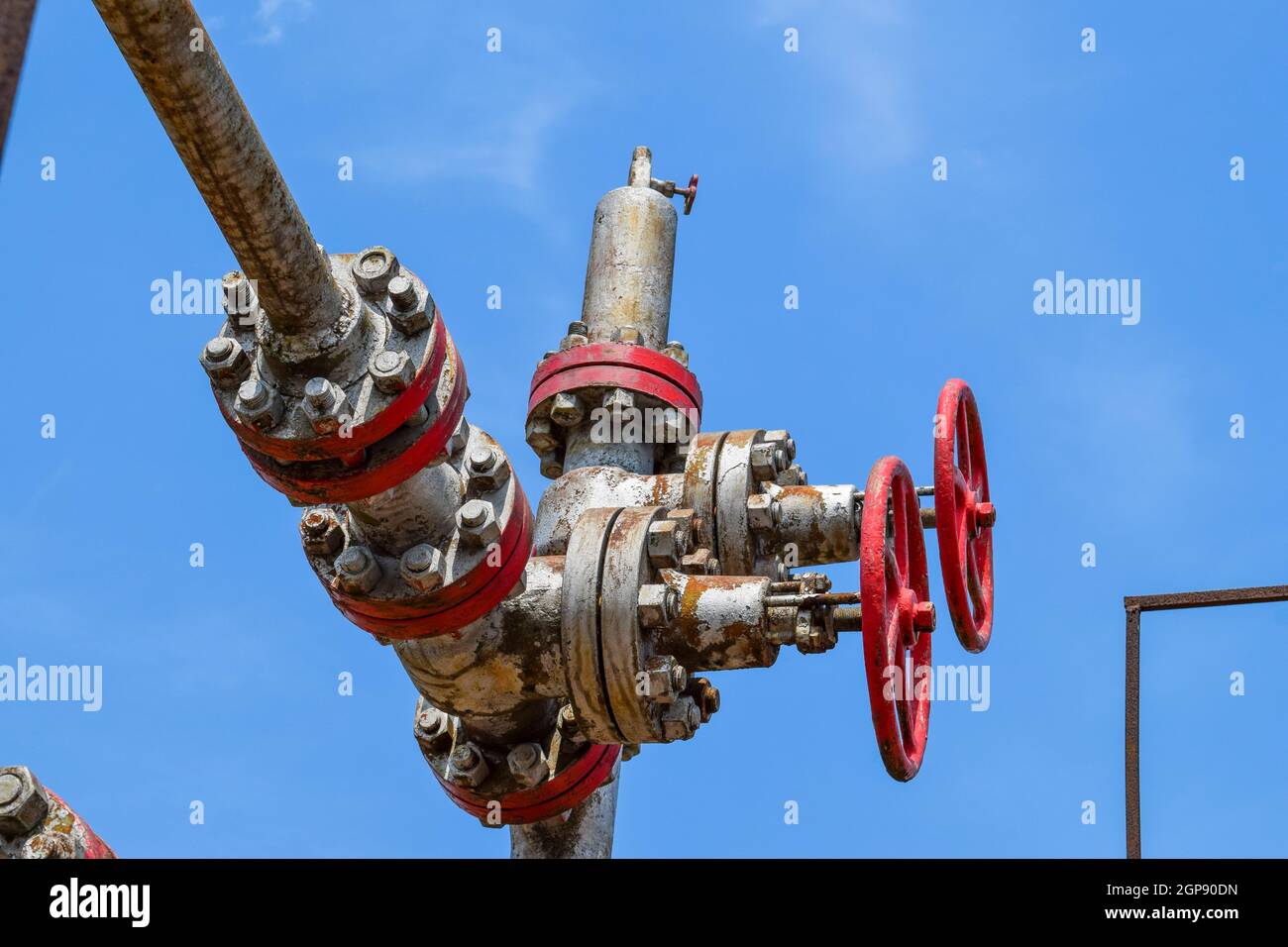 Oil well wellhead equipment. Hand valve with handwheel for opening and ...