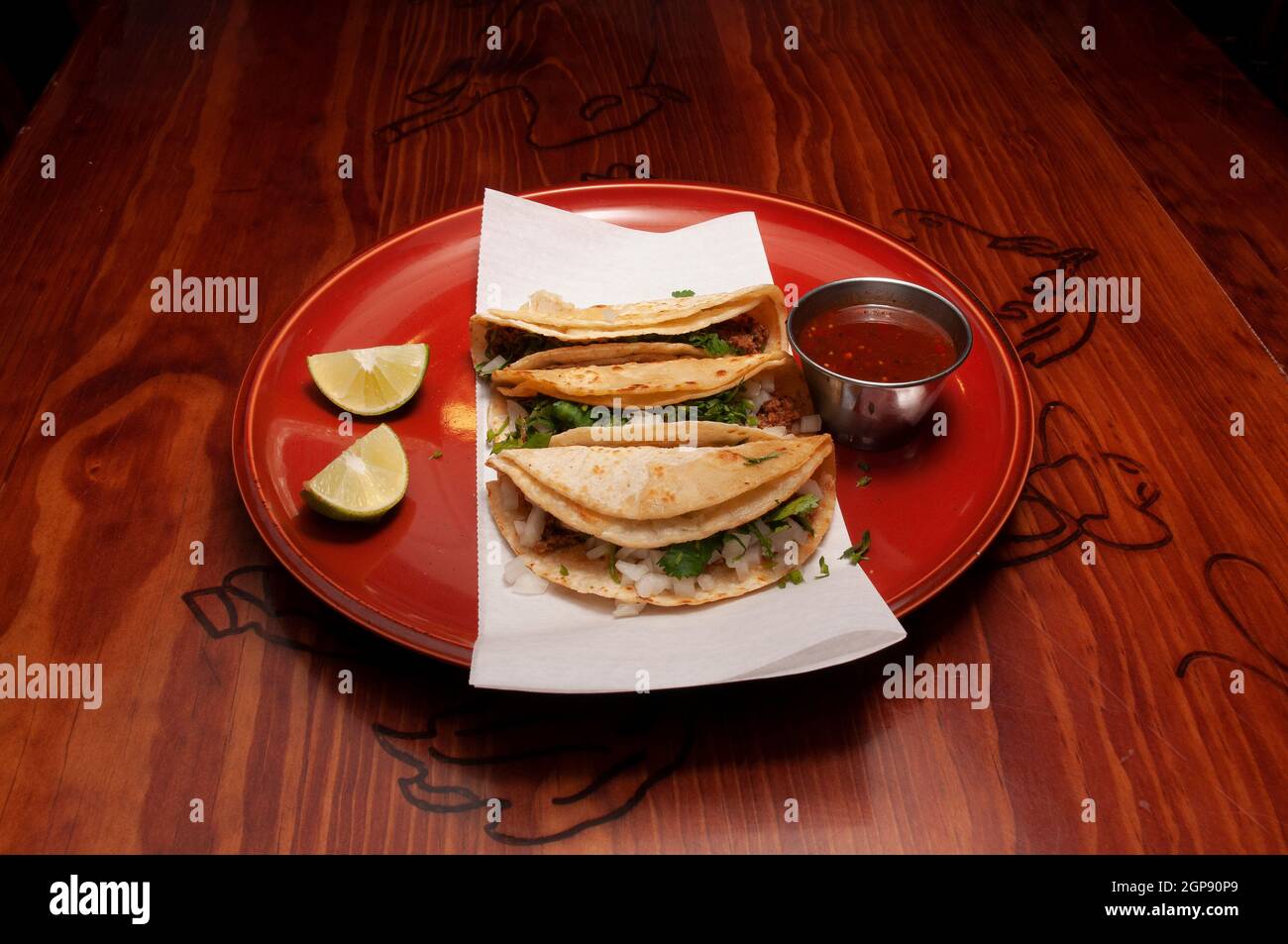 Authentic tex mex mexican cuisine known as a street Taco Stock Photo ...