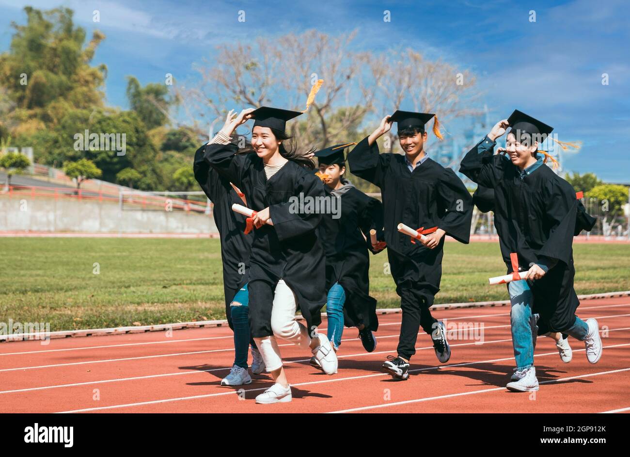 College Students Running On Campus High Resolution Stock Photography ...