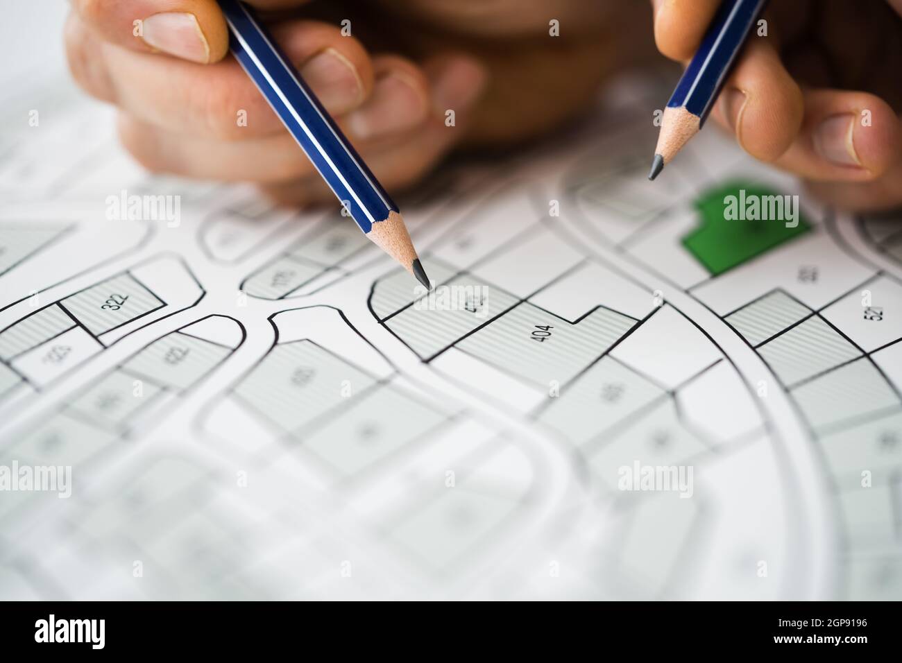 Land Plot And Building Map. Urban Development Planning Stock Photo - Alamy