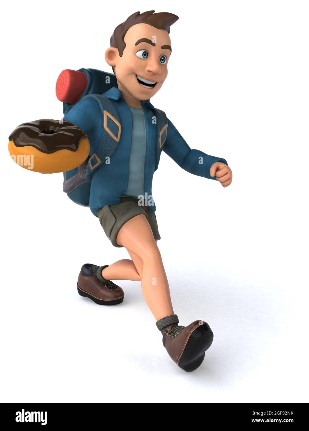 Fun illustration of a 3D cartoon backpacker Stock Photo - Alamy