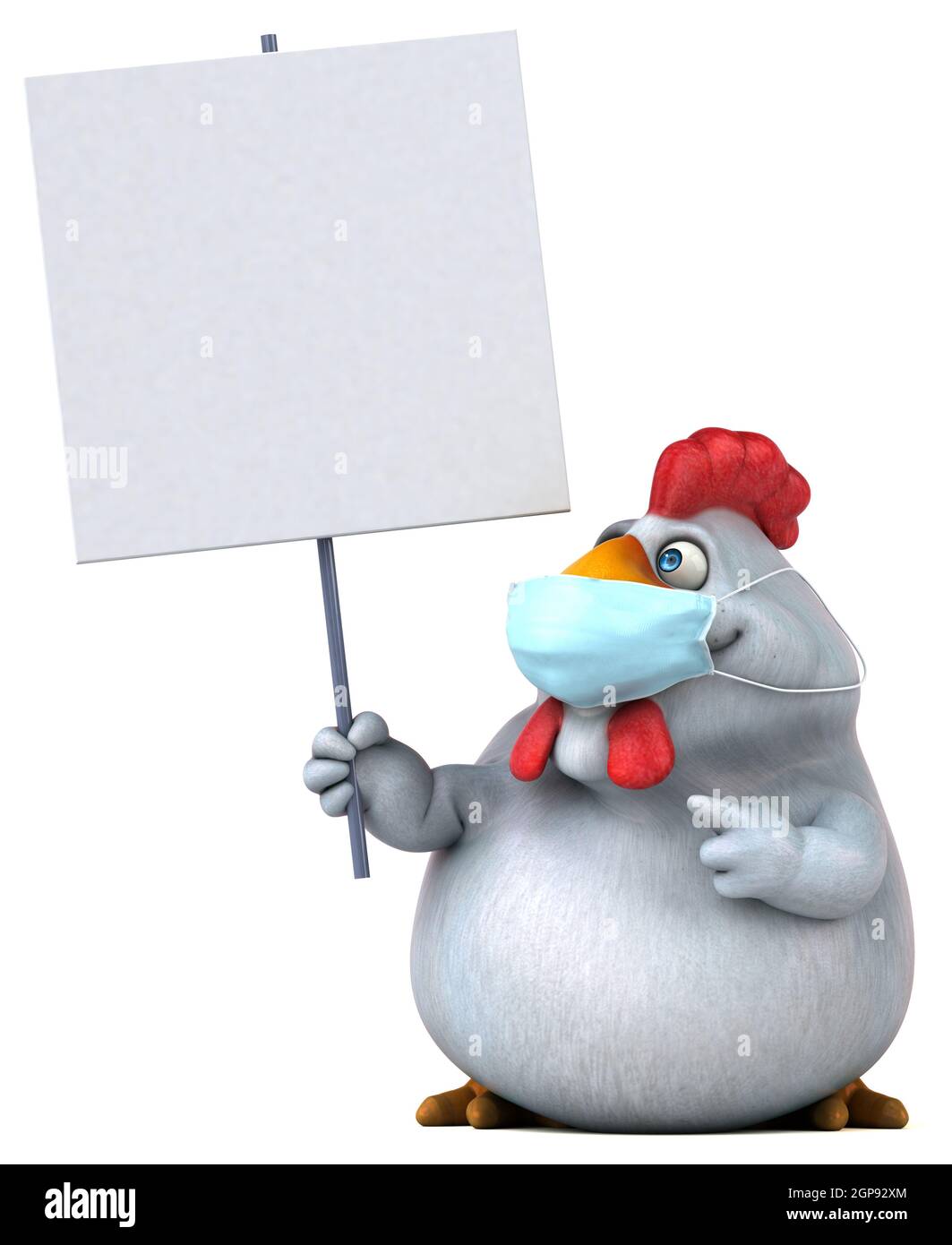 Fun 3D cartoon chicken with a mask Stock Photo - Alamy