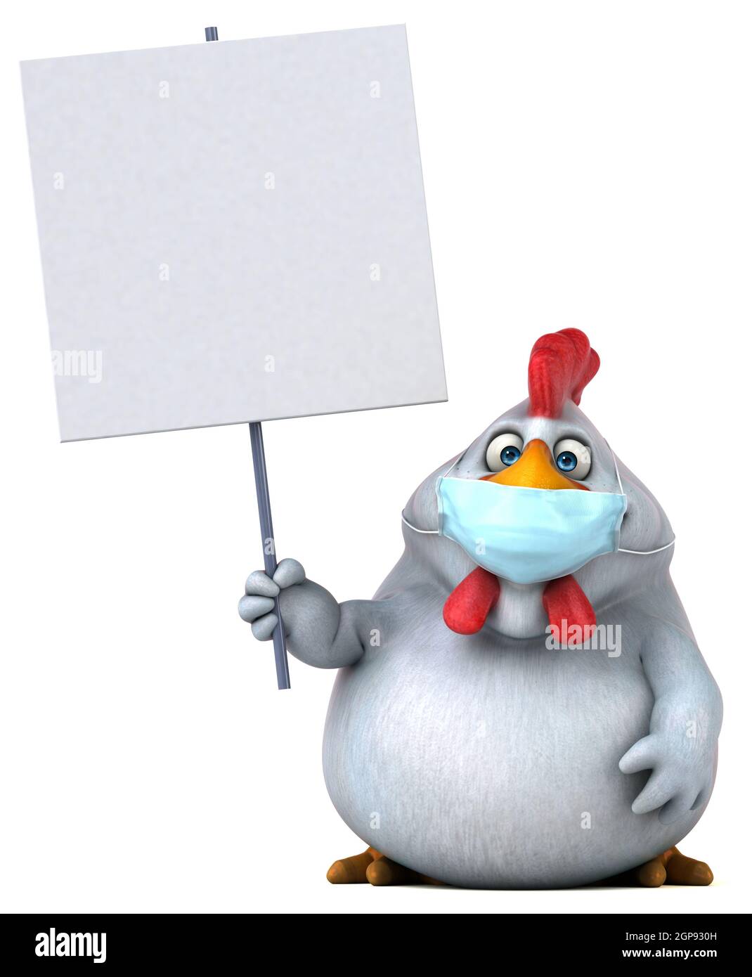 Fun 3D cartoon chicken with a mask Stock Photo - Alamy