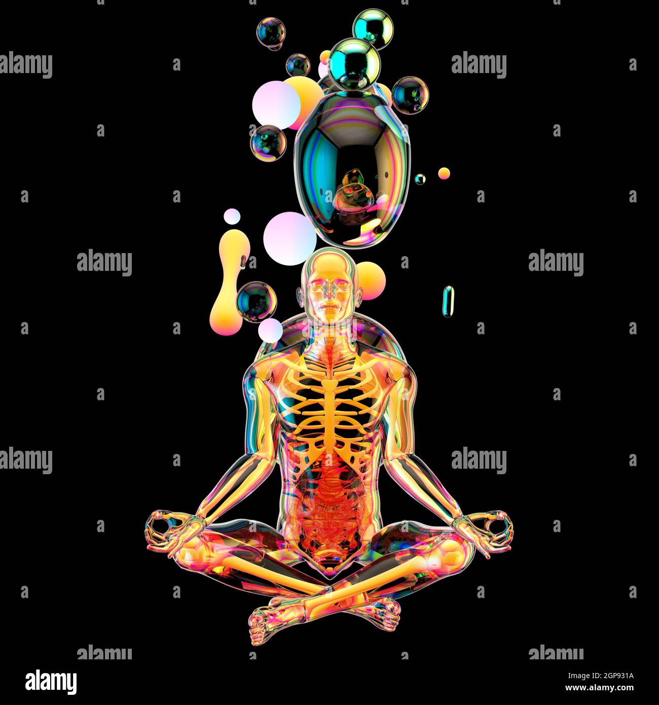 Creative abstract zen man exploding with paint art Stock Photo - Alamy