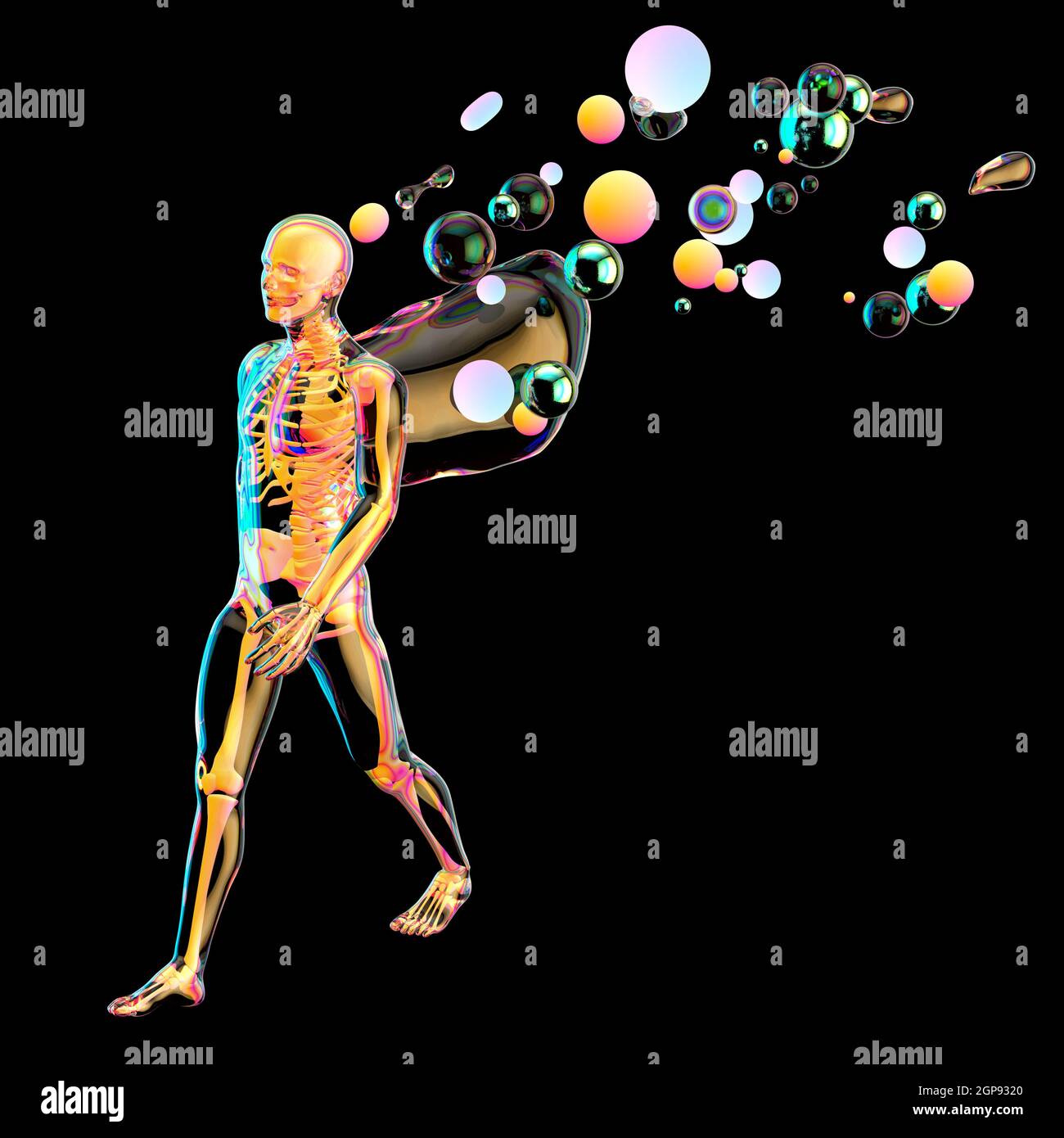 Creative abstract man walking with paint art Stock Photo - Alamy