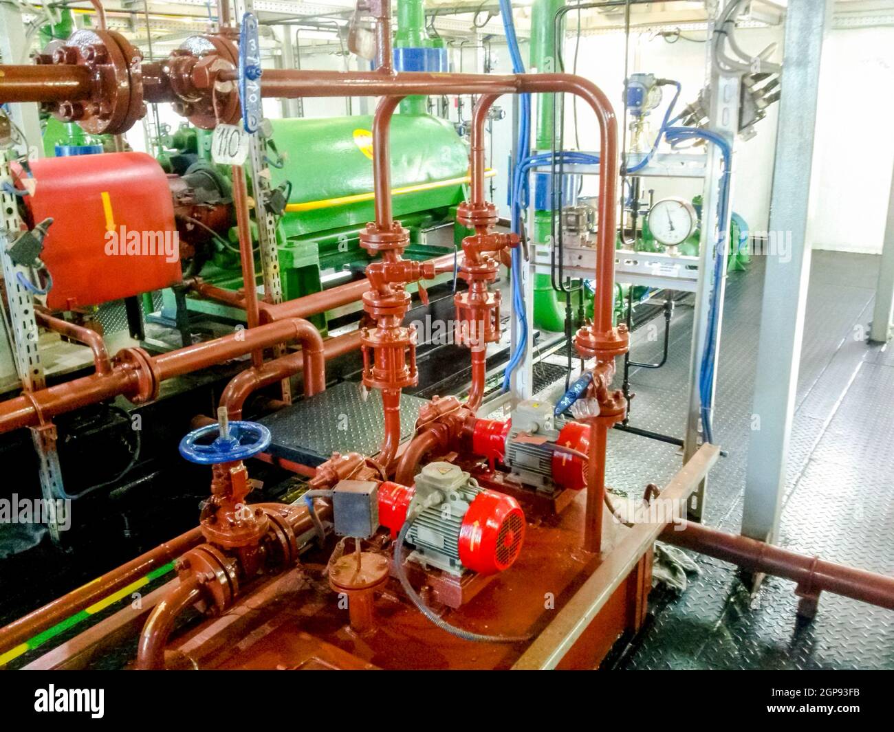 Equipment inside the pumping station for pumping fluid. The oil ...