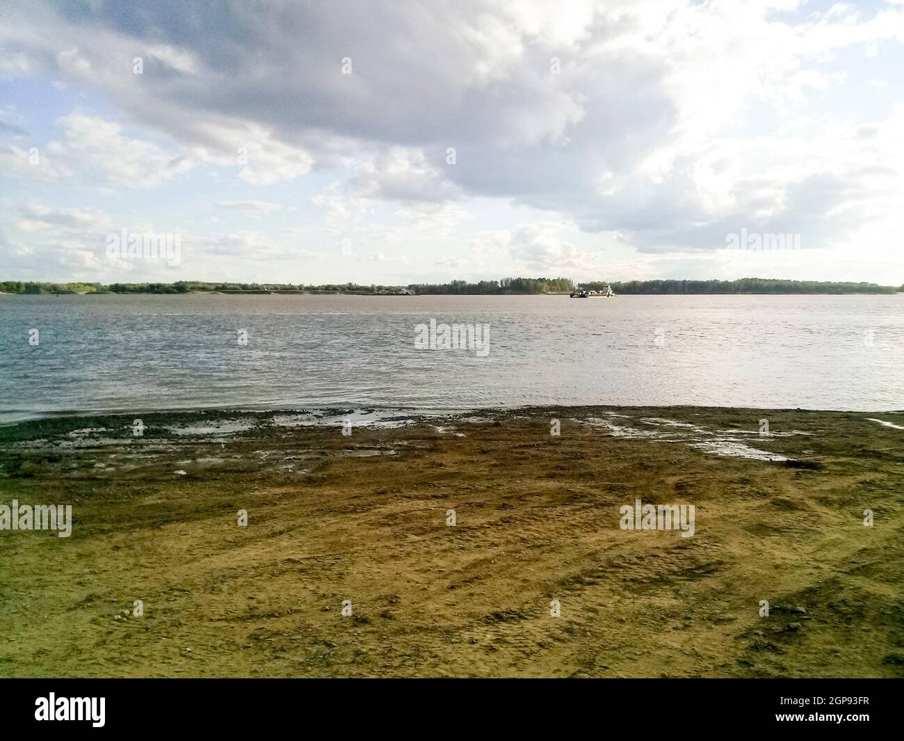 The sandy shore of the river. Northern rivers of Siberia Stock Photo ...