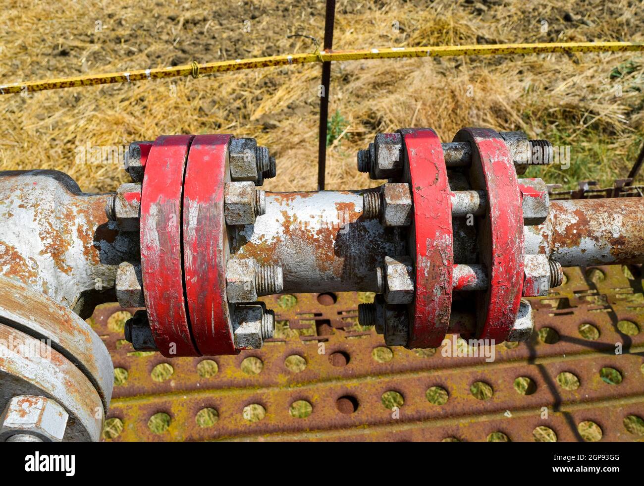 Manual shut-off valve on oil well. Oil well wellhead equipment Stock ...