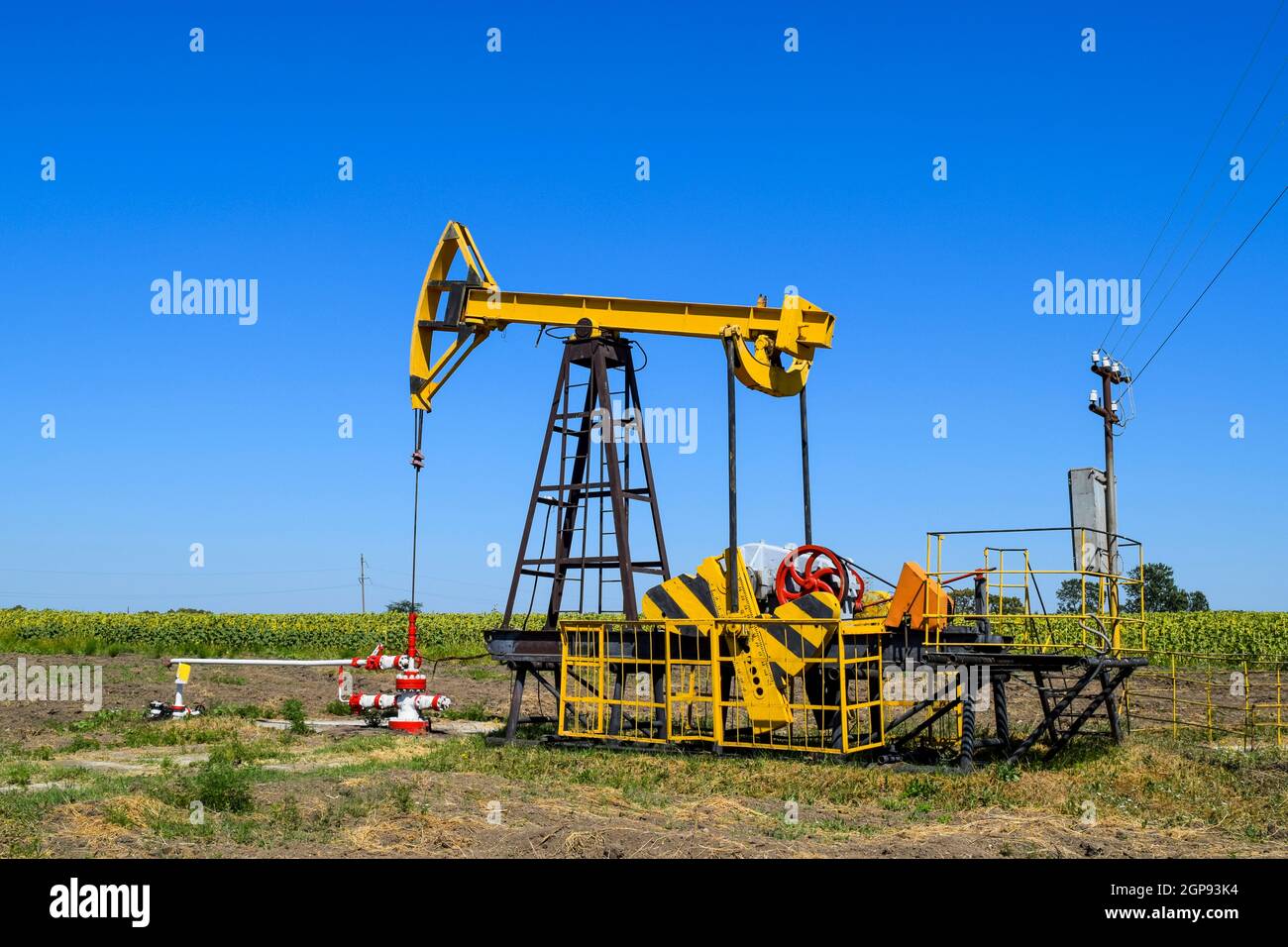 The pumping unit as the oil pump installed on a well. Equipment of oil ...