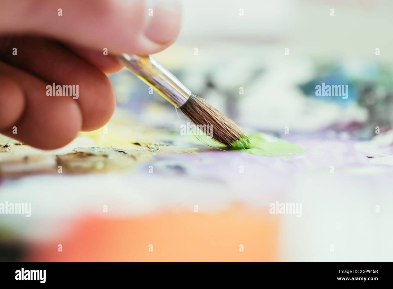 Artist paint brush on painting background. Painting therapy Stock Photo ...