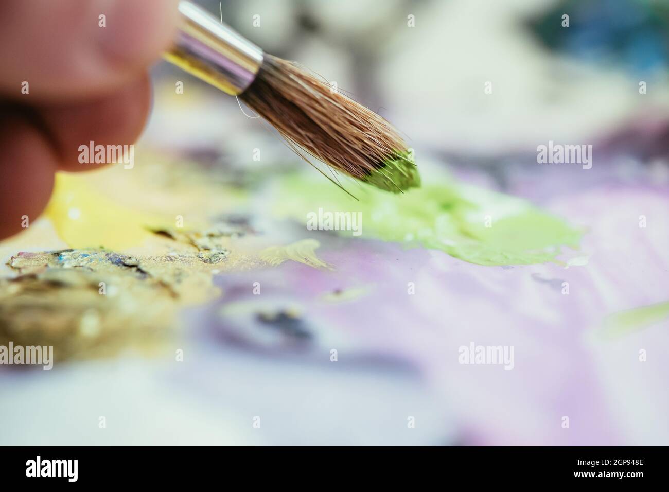 Artist paint brush on painting background. Painting therapy Stock Photo ...