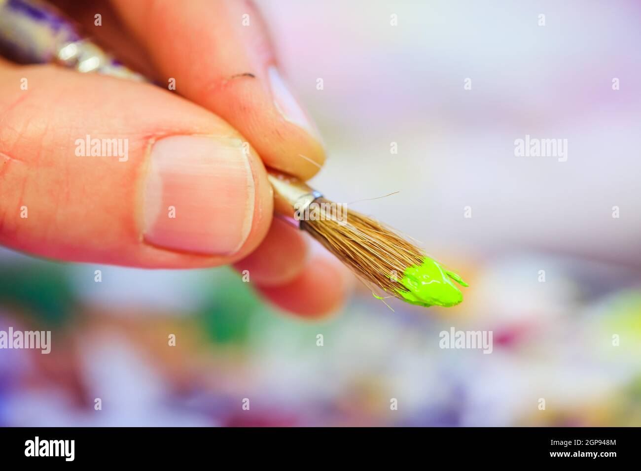 Artist paint brush on painting background. Painting therapy Stock Photo ...