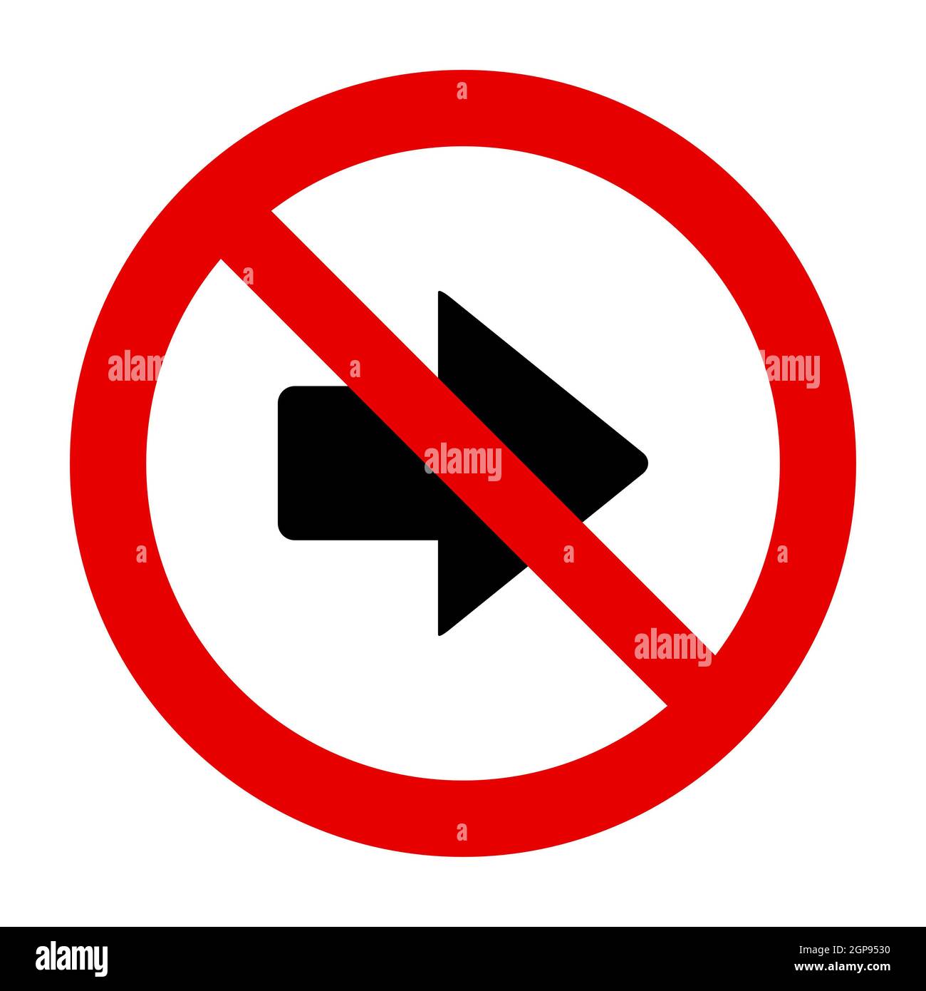 Right arrow and prohibition sign Stock Photo - Alamy