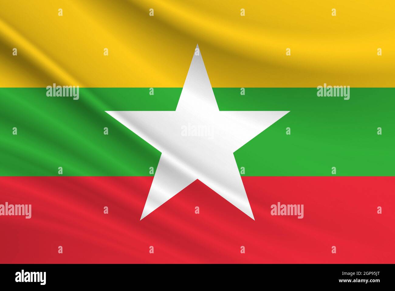 Flag of Myanmar. Fabric texture of the flag of Myanmar Stock Photo - Alamy